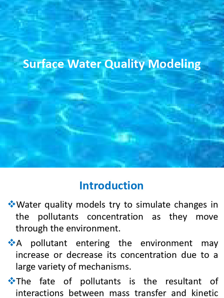 Lect 2 Surface Water Quality Modeling | PDF | Steady State | Diffusion