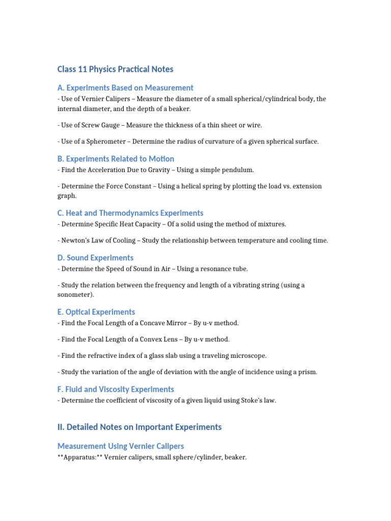 Class 11 Physics Practicals | PDF