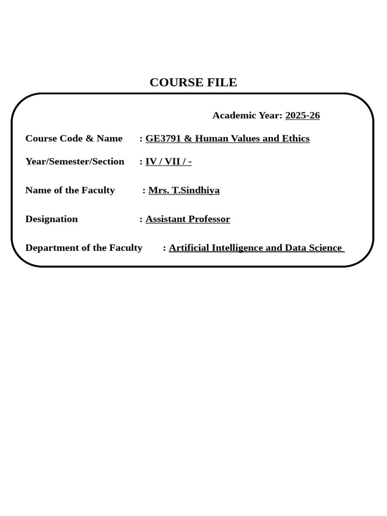 Course File Label-HV&E | PDF