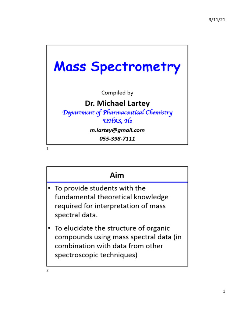 SOPH 321 Mass Spec - 2021-Final | PDF | Mass Spectrometry | Ion