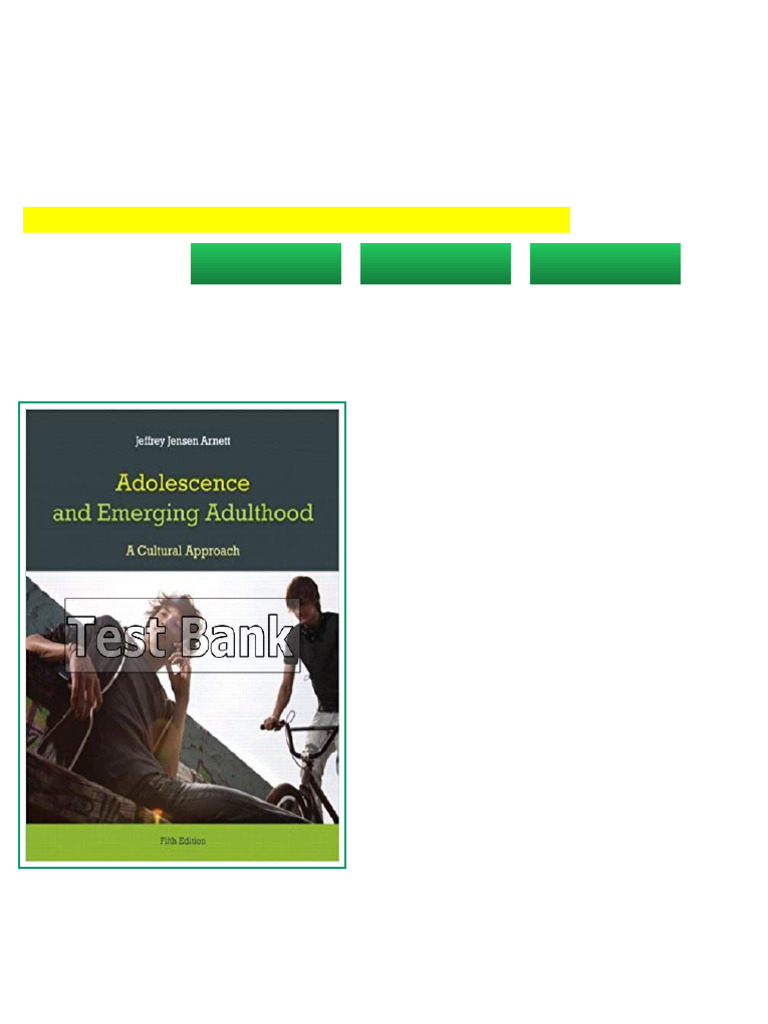 Adolescence and Emerging Adulthood 5th Edition Arnett Test Bank Full ...