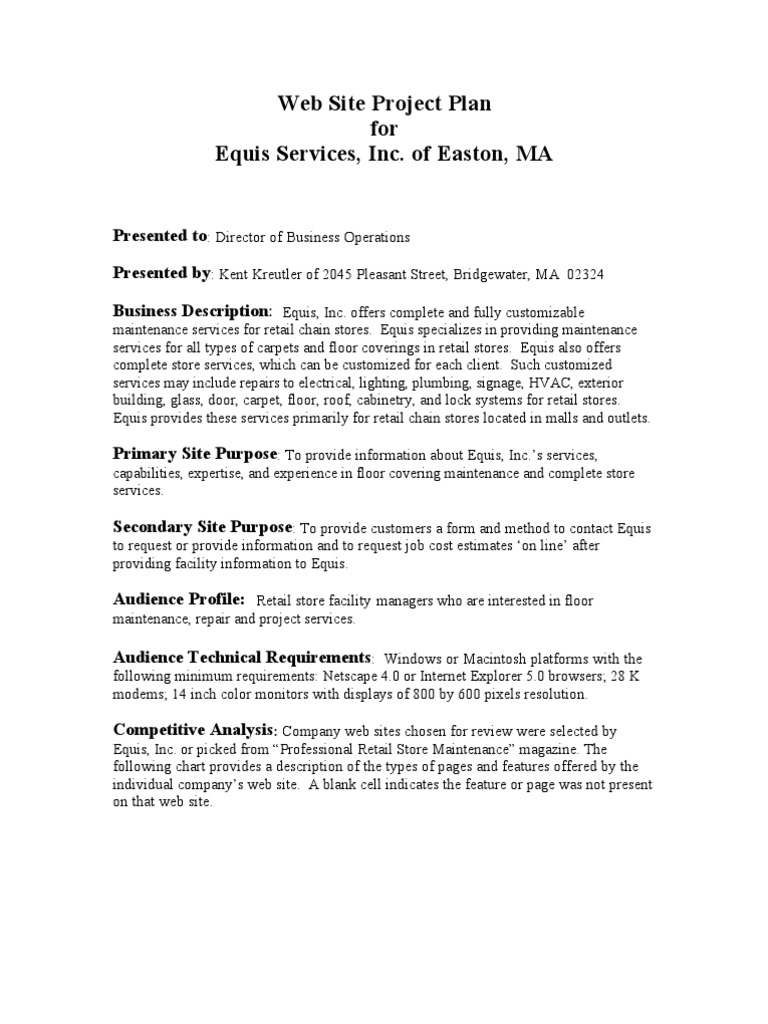 Equis Services Web Project Plan | PDF | Websites | Email