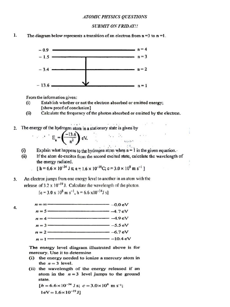 Atomic Physics Questions Submission Guide | PDF