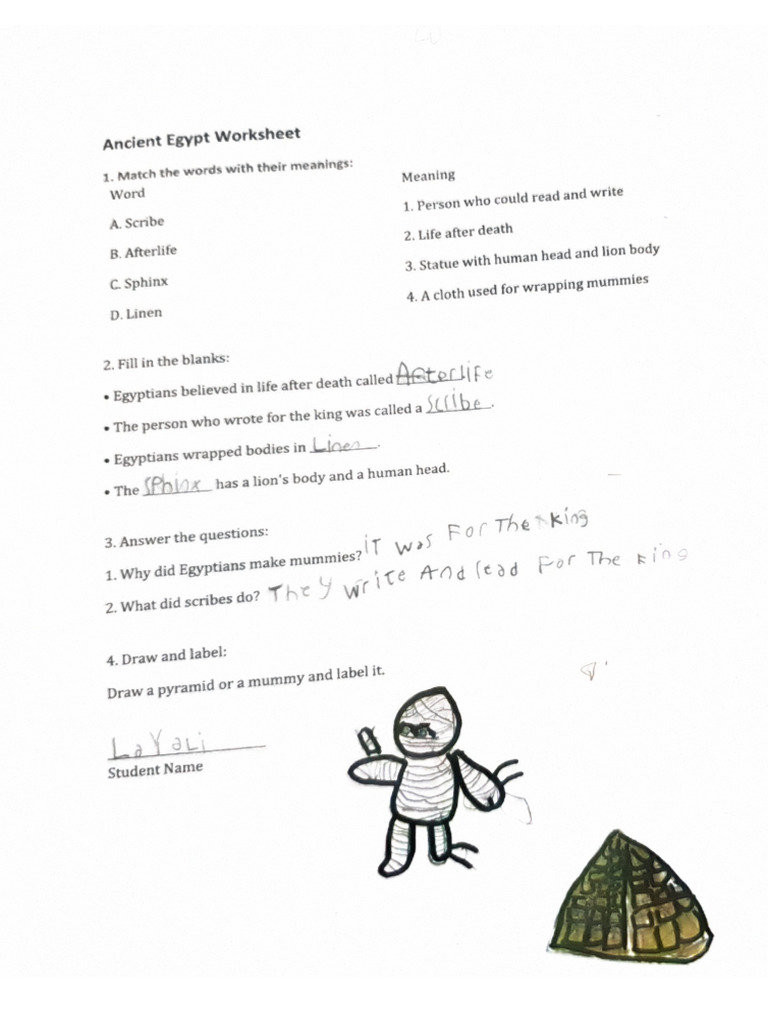 Ancient Egypt Worksheet | PDF