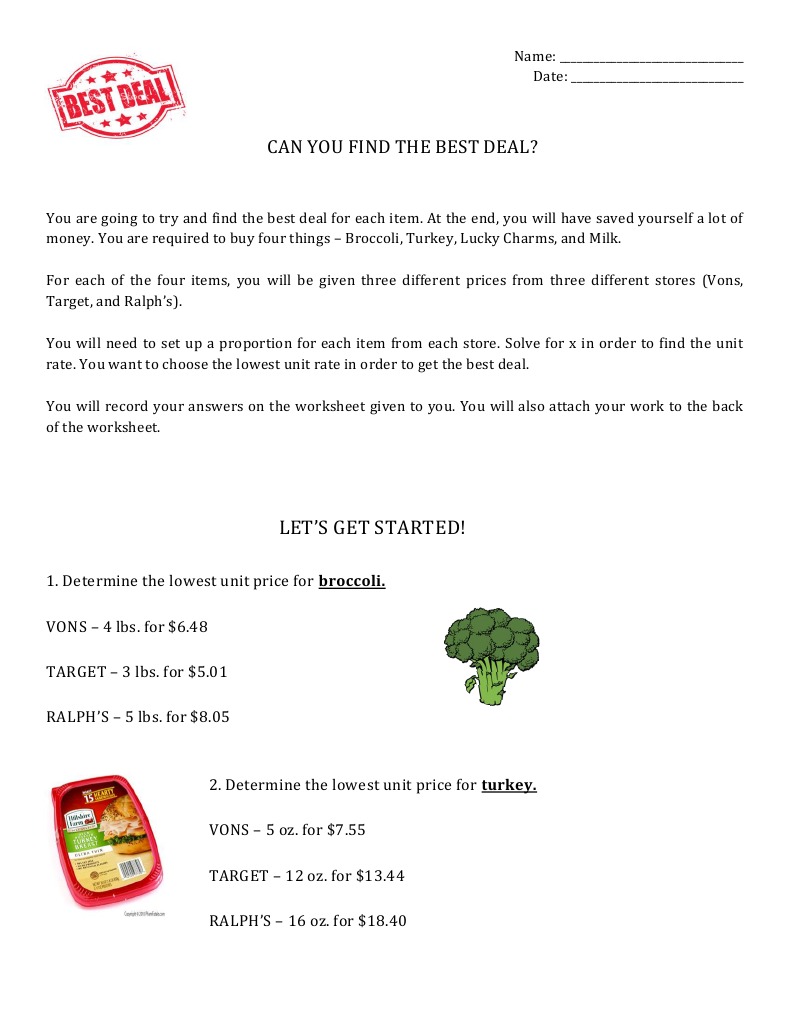 Find Best Grocery Deals Worksheet | PDF | Cooking, Food & Wine | Self ...
