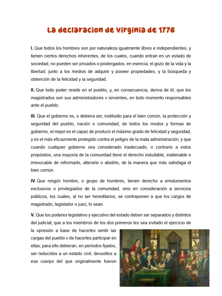 La Declaración de Virginia de 1776 | PDF | Gobierno