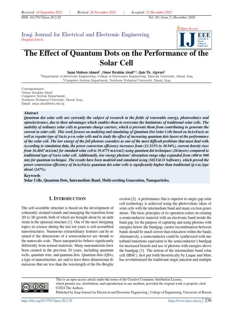 Ahmed2023-The Effect of Quantum Dots On The Performance of The Solar ...