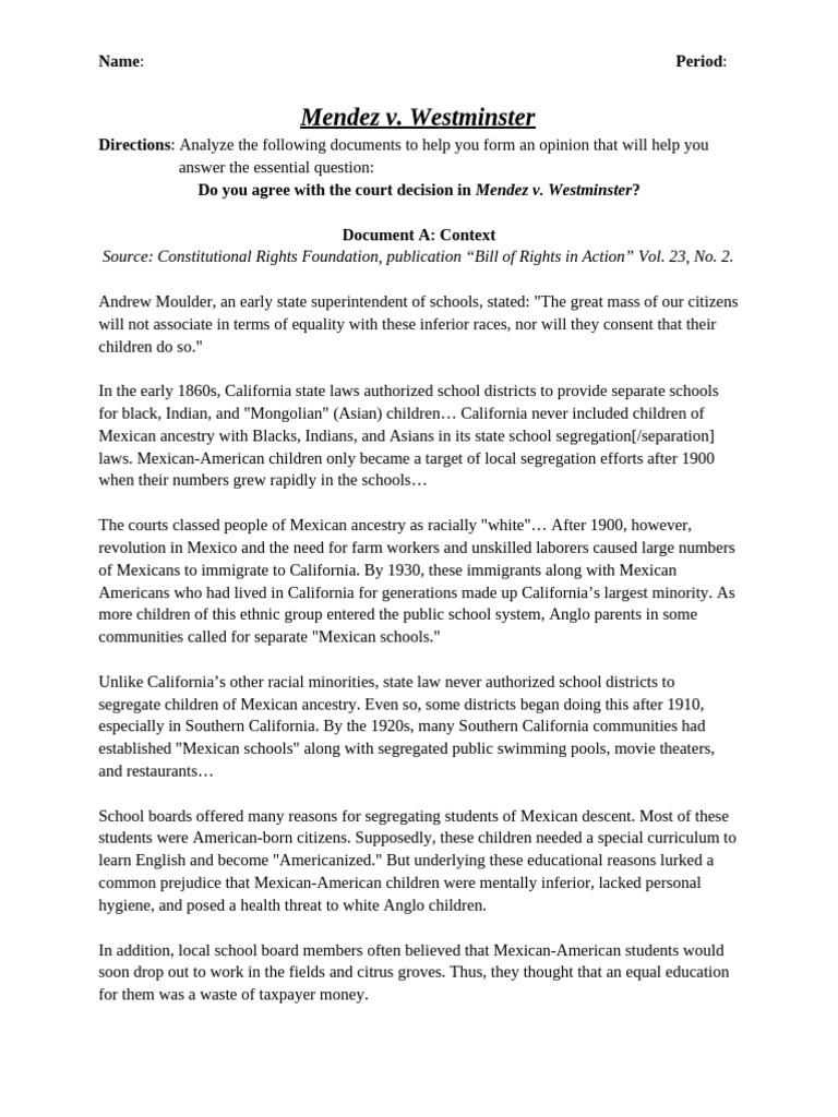 Mendez v. Westminster | PDF | Society Of The United States | The United ...
