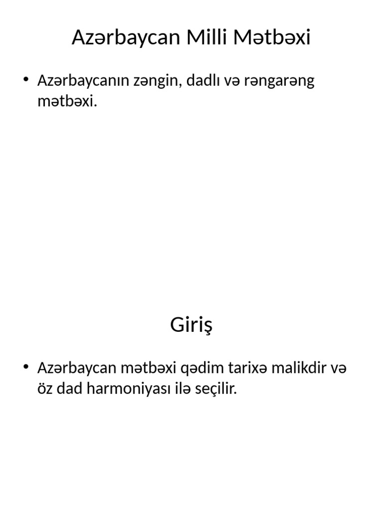 Azerbaycan Milli Metbexi 17 Slayd | PDF