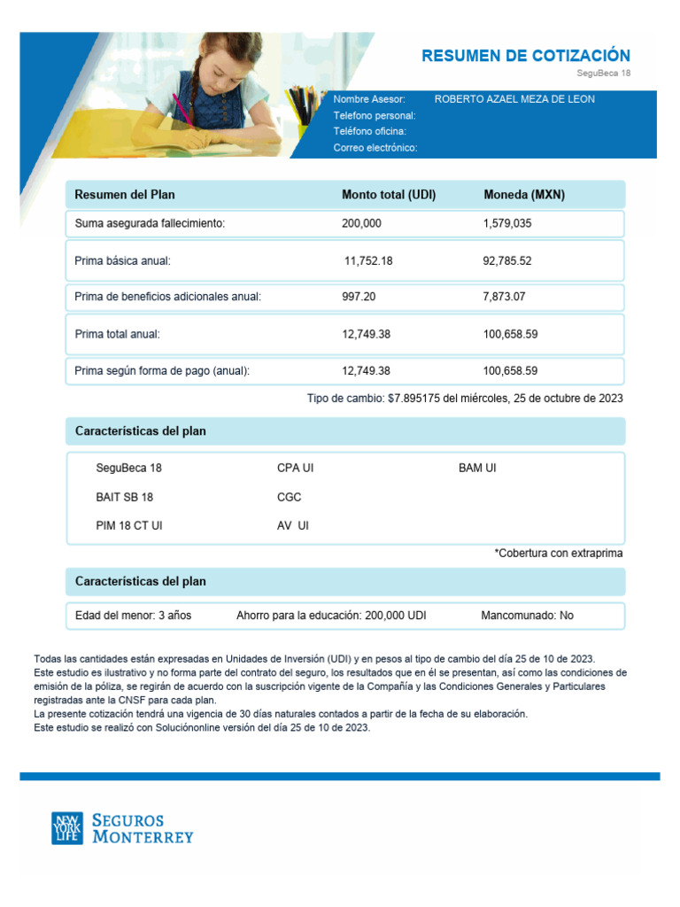 Cotización SeguBeca 18: Plan de Ahorro Educativo | PDF | Servicios ...