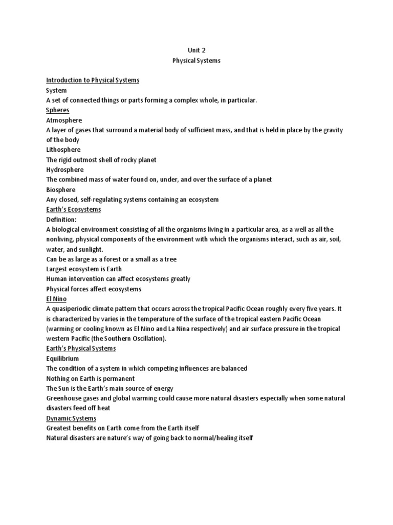Unit 2 - Physical Geography - Study Guide | PDF | Plate Tectonics ...