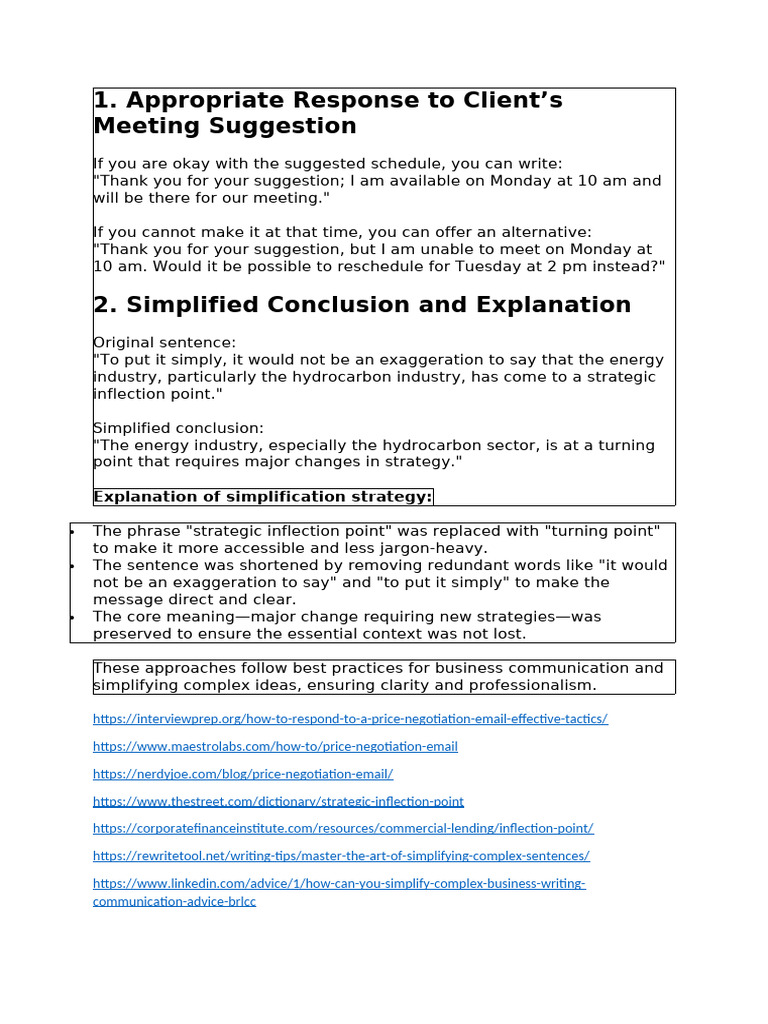 Client Meeting Response Strategies | PDF