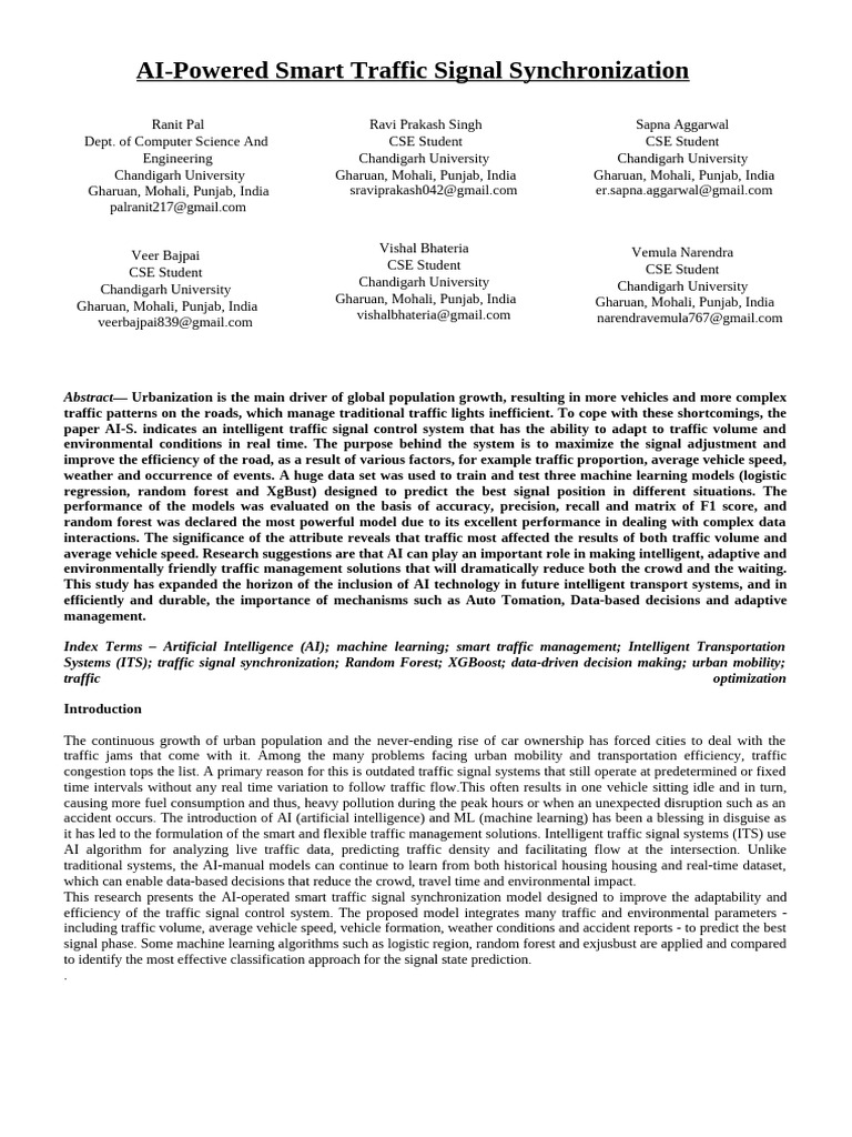 AI-Powered Smart Traffic Signal Synchronization | PDF | Machine ...