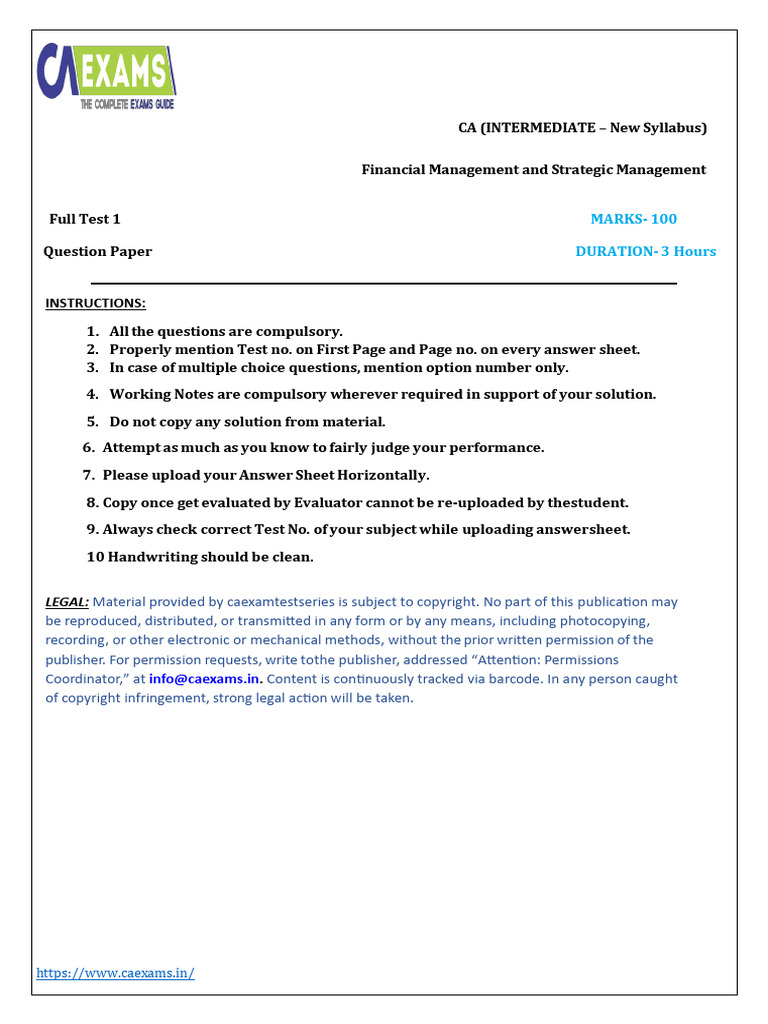 Full Test Paper 1 | PDF | Factoring (Finance) | Depreciation