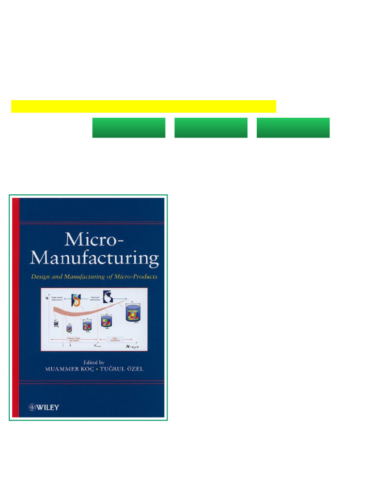 Micro Manufacturing Design and Manufacturing of Micro Products 1st ...