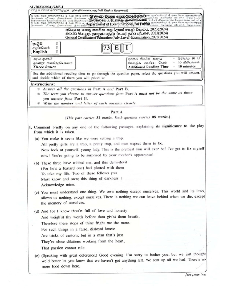 AL English Paper Min | PDF