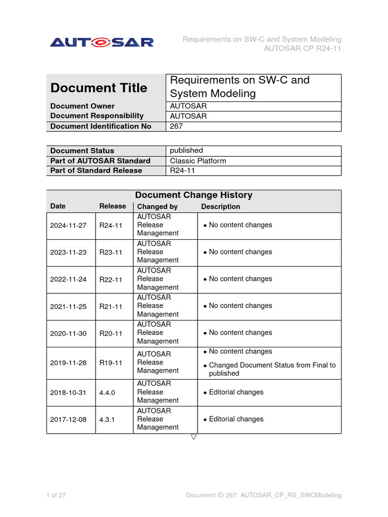 Autosar CP Rs Swcmodeling | PDF | Specification (Technical Standard ...