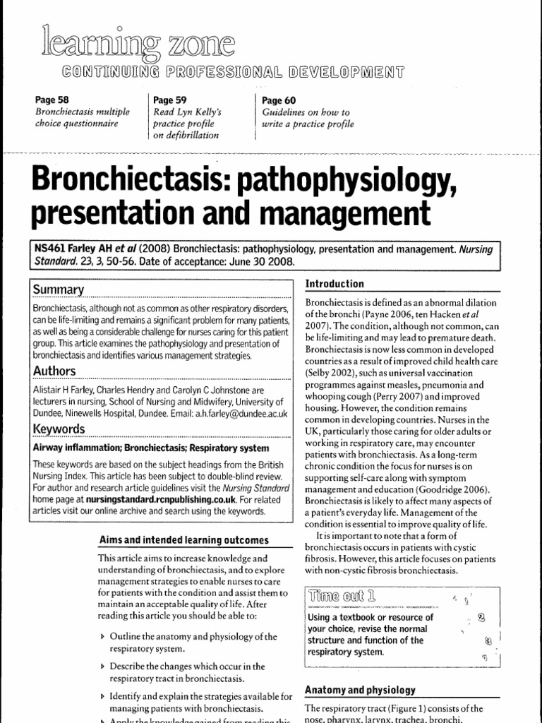 Bronchiectasis Pa Tho Physiology, Presentation and Management | PDF | Respiratory Tract | Mucus