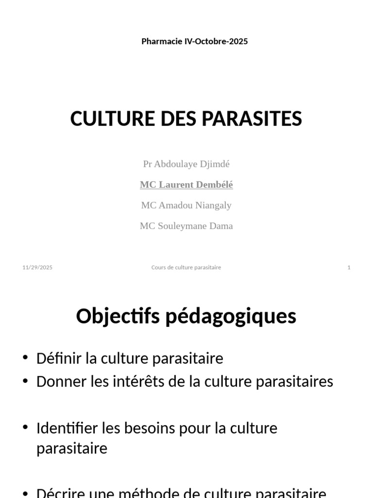 Guide sur la culture des parasites | PDF | Plasmodium | Parasitisme