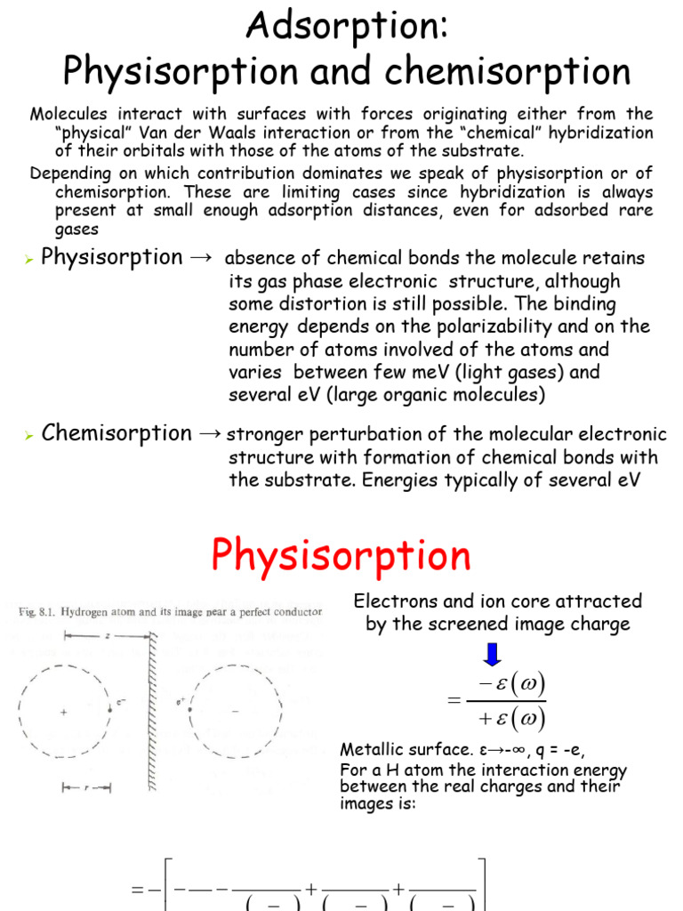 Physisorption vs. Chemisorption Explained | PDF | Adsorption | Physical ...