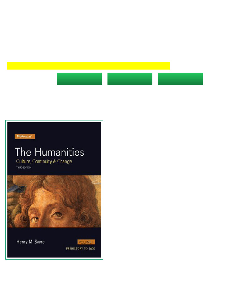 The Humanities Culture Continuity and Change Volume 1 3rd Edition Sayre ...