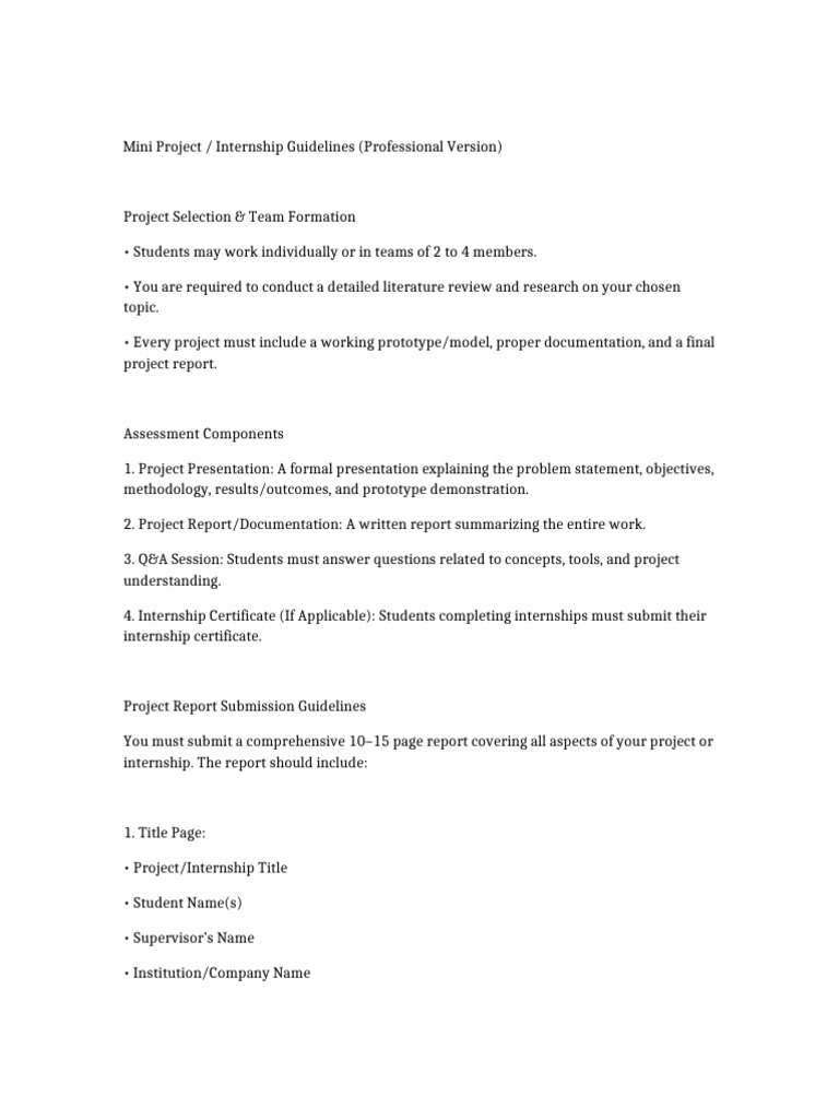 Mini Project Guidelines | PDF