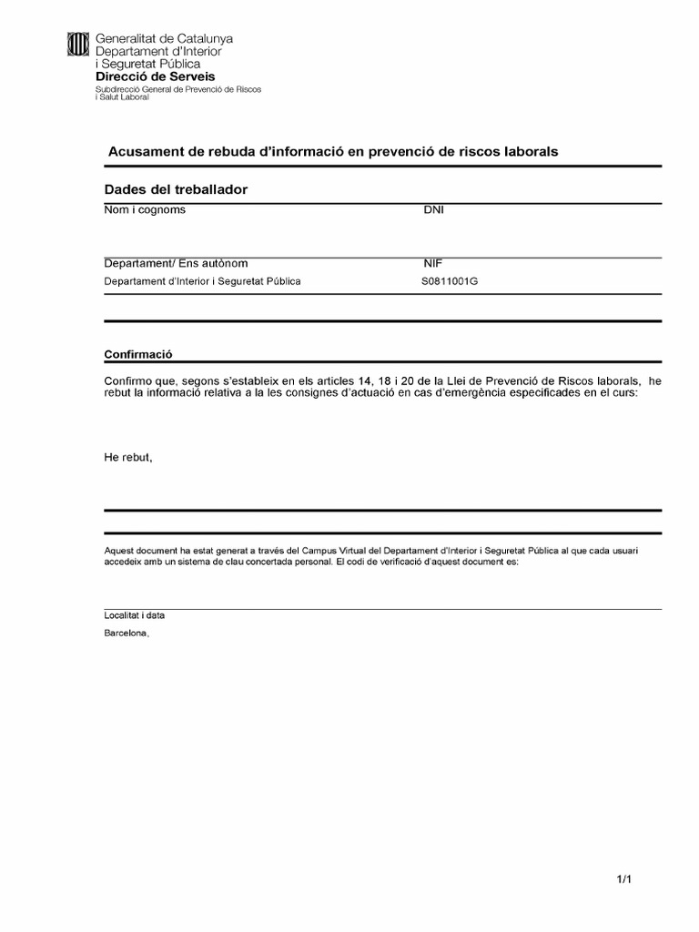 Acusament de Recepci de Consignes Dactuaci DINT | PDF