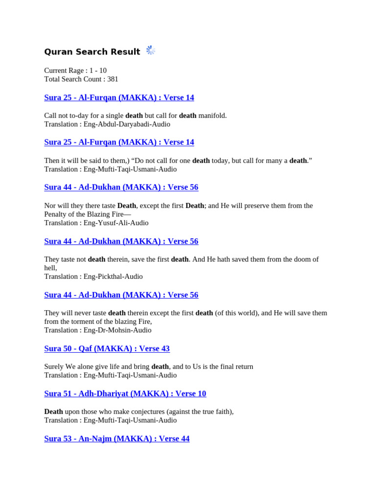 Quran Search Result | PDF | Surah | Quran