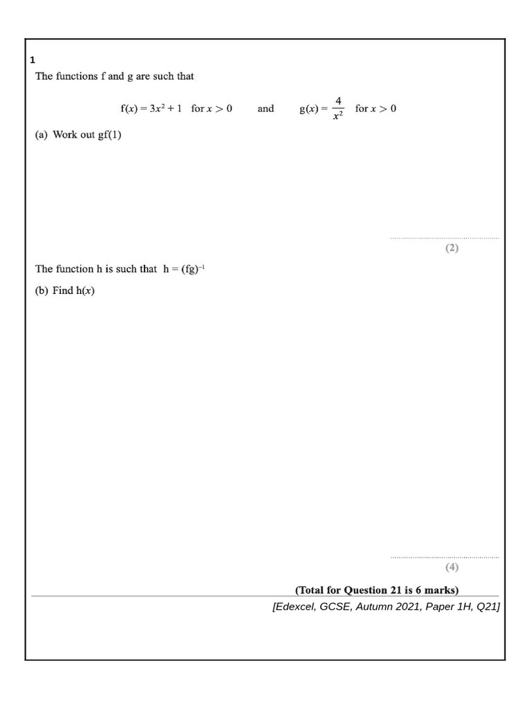 Inverse and Composite Functions Past Paper Questions | PDF
