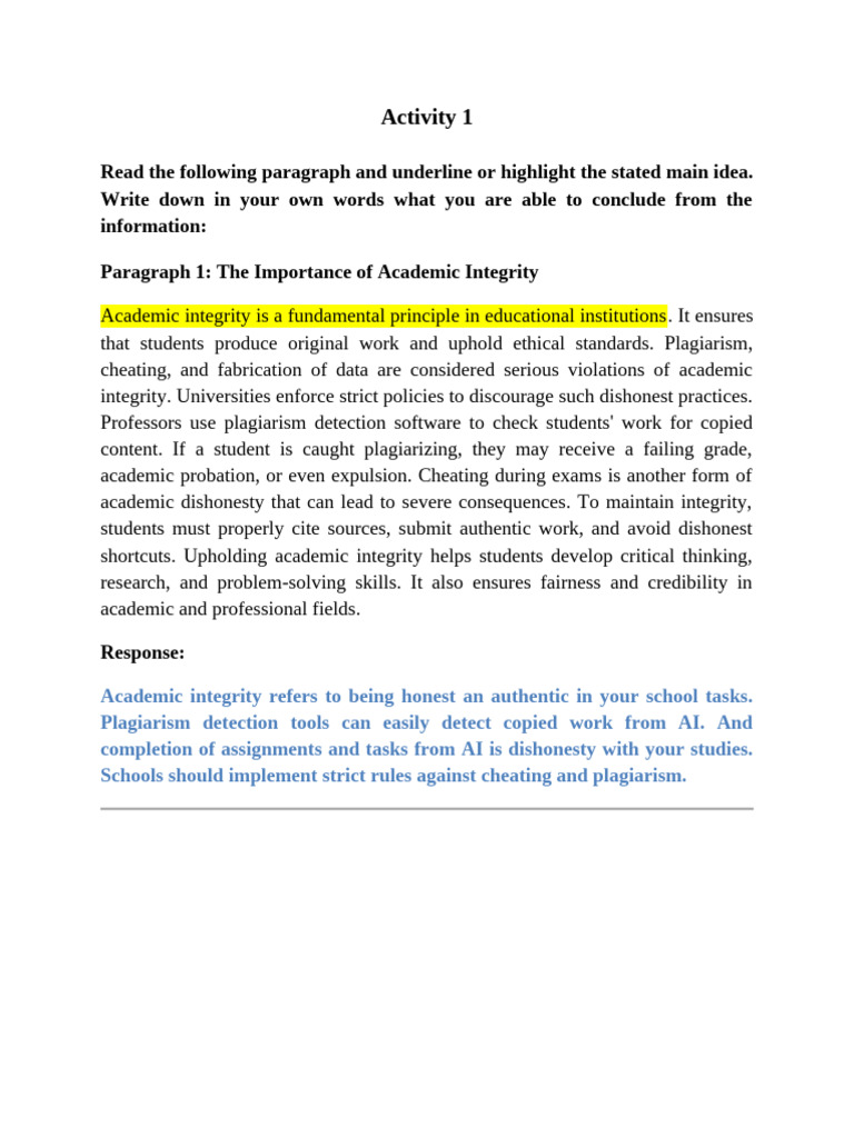 Academic Integrity and Student Success | PDF | Plagiarism | Academic ...