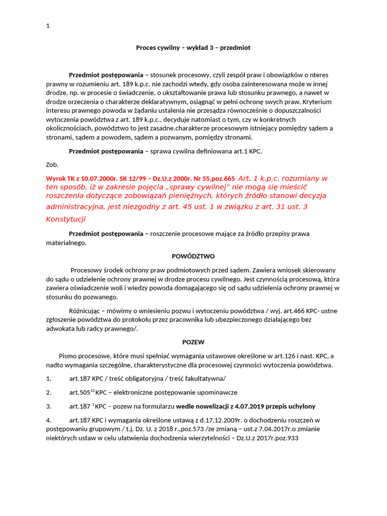 Postepowania - Wyk_ad 3 -Przedmiot | PDF