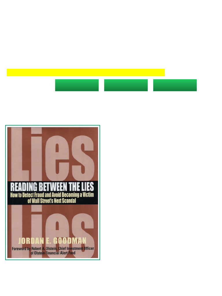 Reading Between The Lies How To Detect Fraud and Avoid Becoming A ...