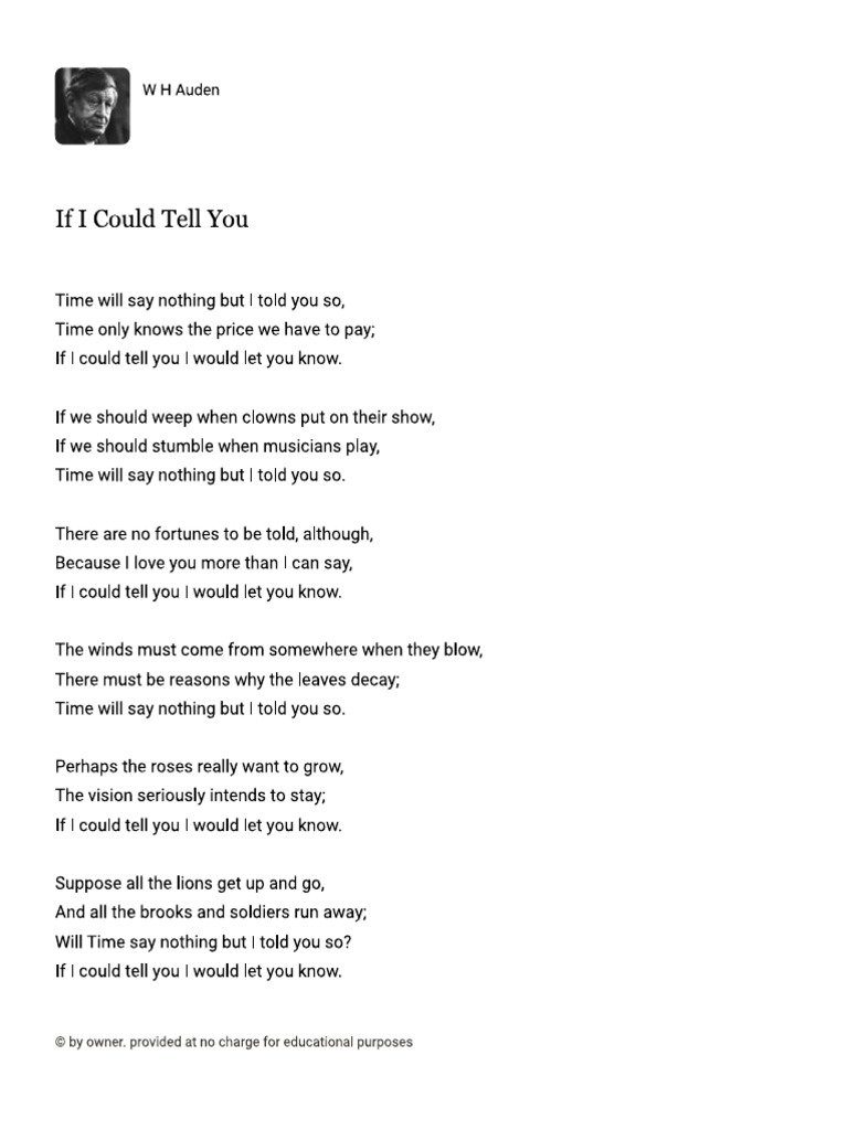 Auden WH - If I Could Tell You | PDF