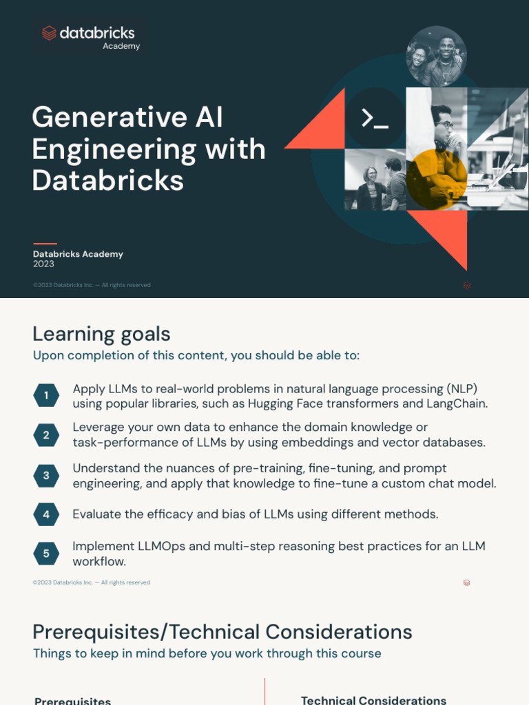 Generative AI and LLMs with Databricks | PDF | Artificial Intelligence ...