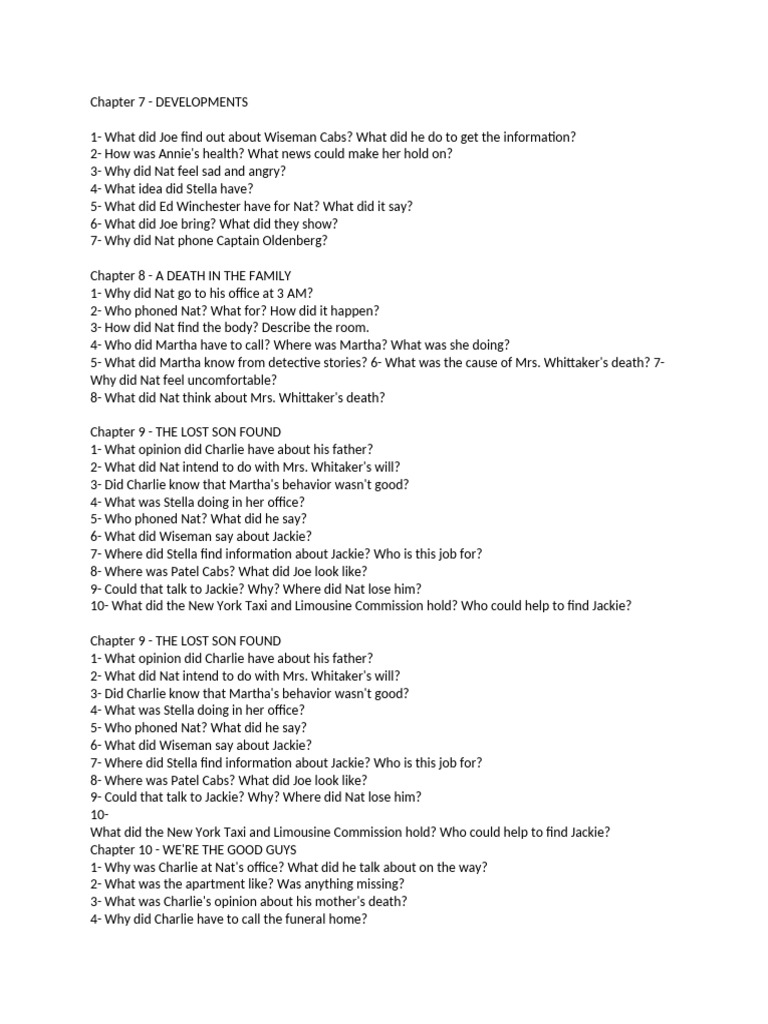 Key Plot Developments in Chapters 7-10 | PDF