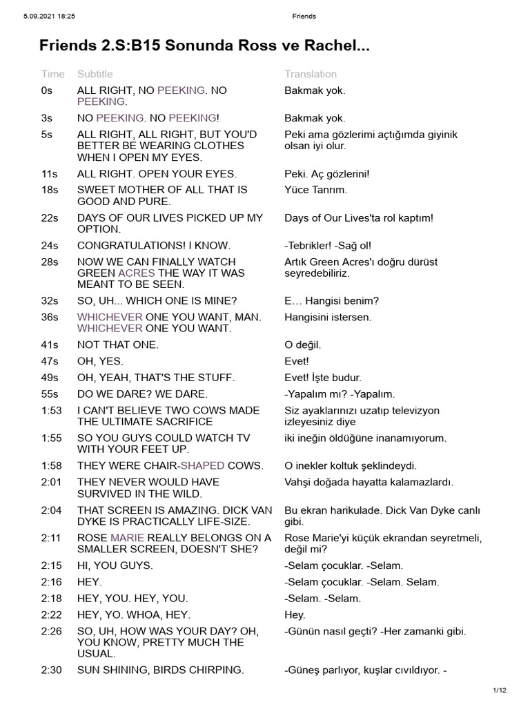 Friends 2.S.B15 Sonunda Ross Ve Rachel... | PDF