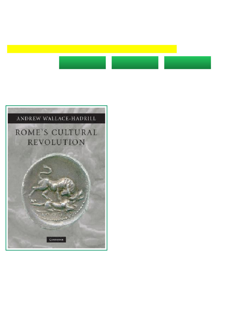 Rome S Cultural Revolution Andrew Wallace-Hadrill Full Chapters ...