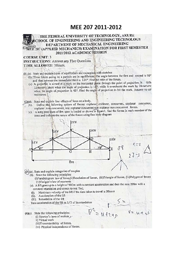 Mee 207 Past Question | PDF
