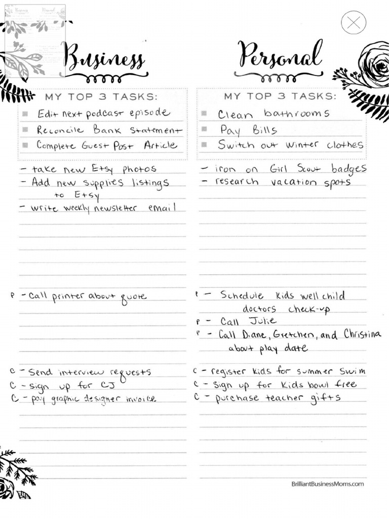Personal Priorities | PDF