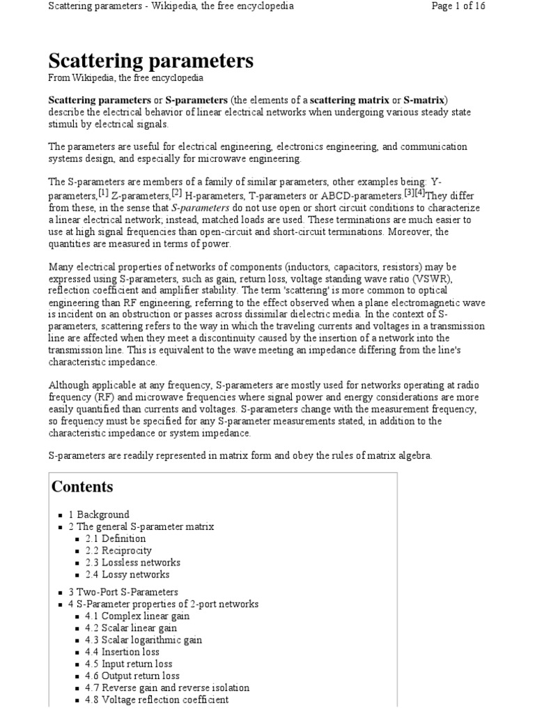 Scattering Parameters | PDF | Electronic Engineering | Electromagnetism