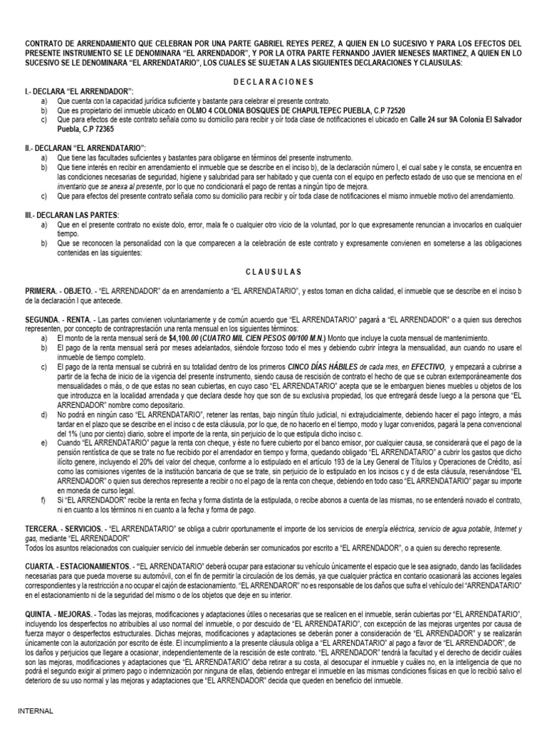 Contrato Arrendamiento 2025 Bosques | PDF | Cheque | Daños y perjuicios