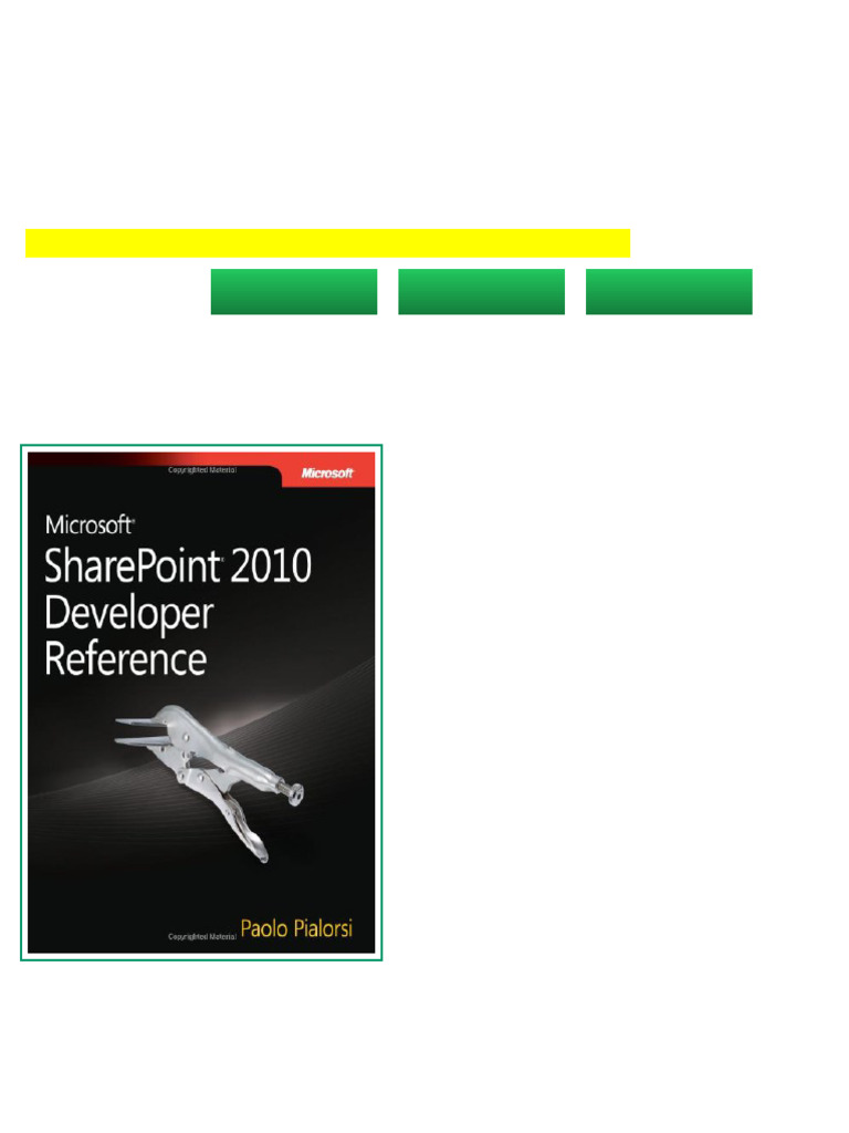 Microsoft Sharepoint 2010 Developer Reference 1St Edition Paolo ...