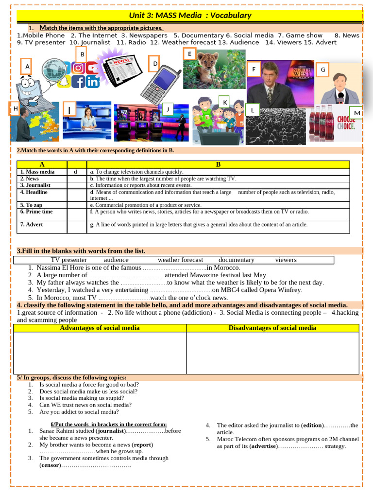 Media Vocabulary Unit3 | PDF | News | Mass Media