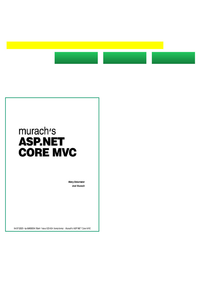 Murach s ASP NET Core MVC 1st Edition Mary Delamater Full Chapters Included | PDF