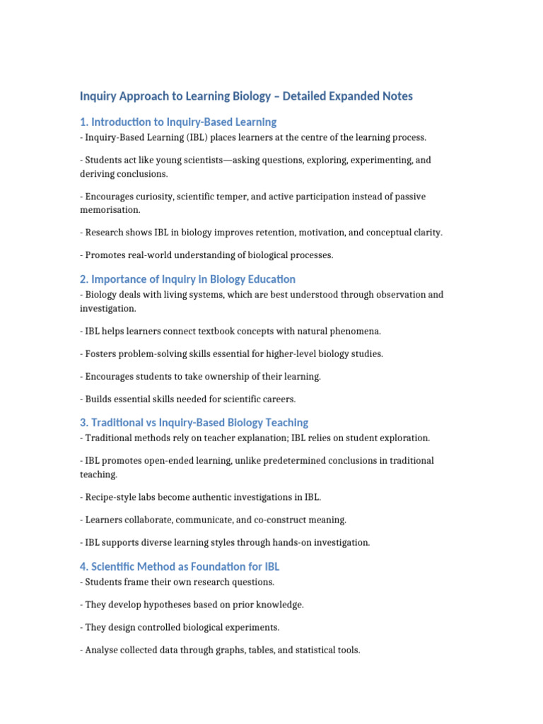 Inquiry-Based Learning in Biology | PDF | Inquiry Based Learning | Learning