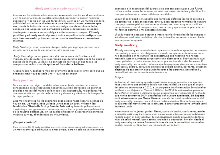 Body Positive vs. Body Neutrality: Claves | PDF | Sicología
