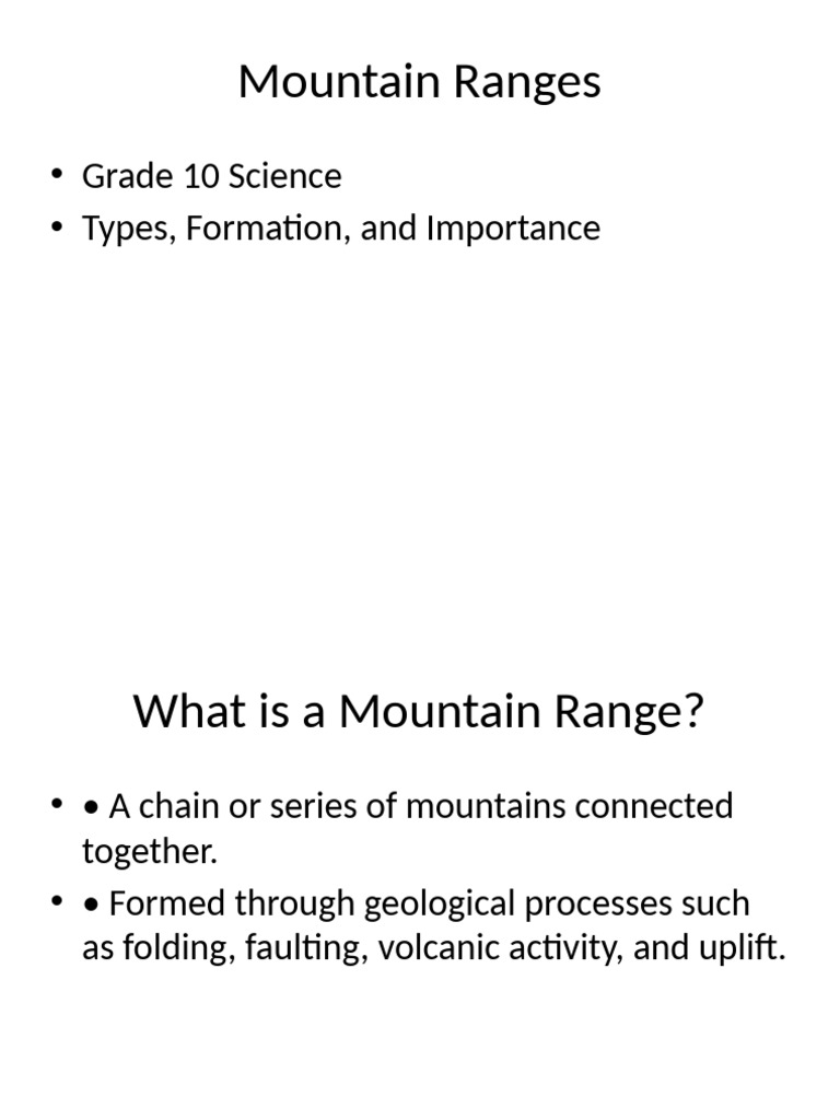 Understanding Mountain Ranges: Types & Formation | PDF