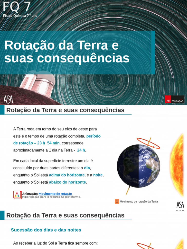 Rotação da Terra e seus efeitos | PDF | Terra | Sol