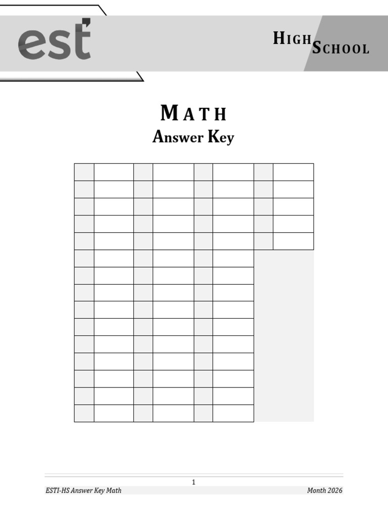 EST I HS Math Answer Key Sample | PDF