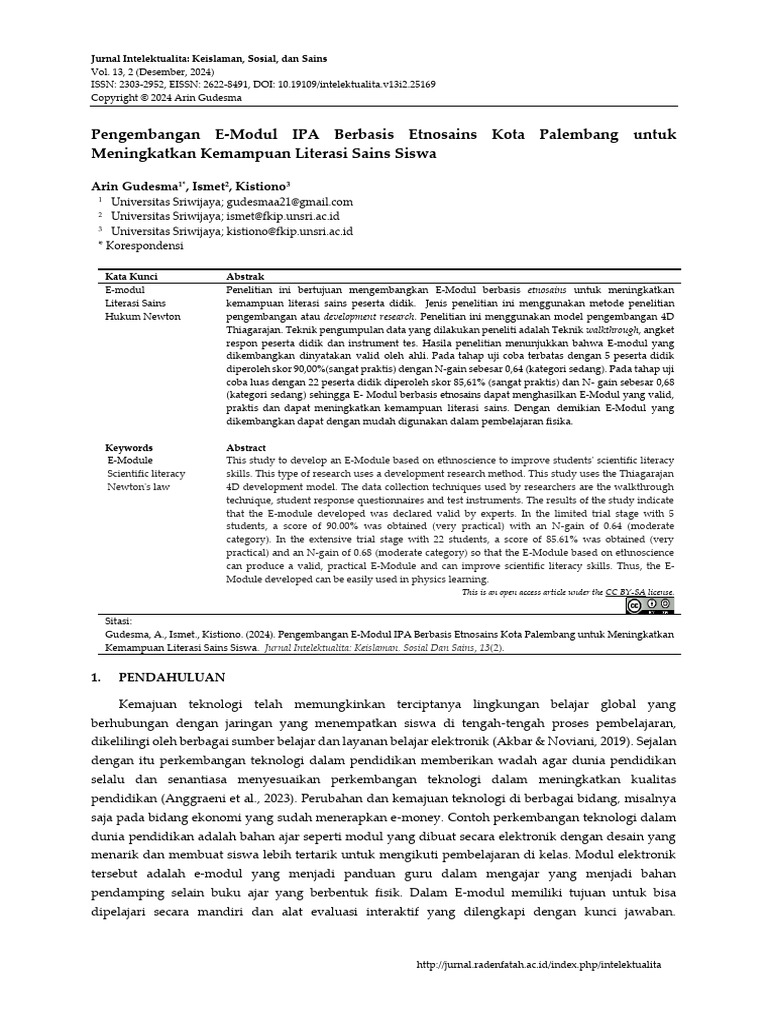 Pengembangan E-Modul IPA Berbasis Etnosains Untuk | PDF